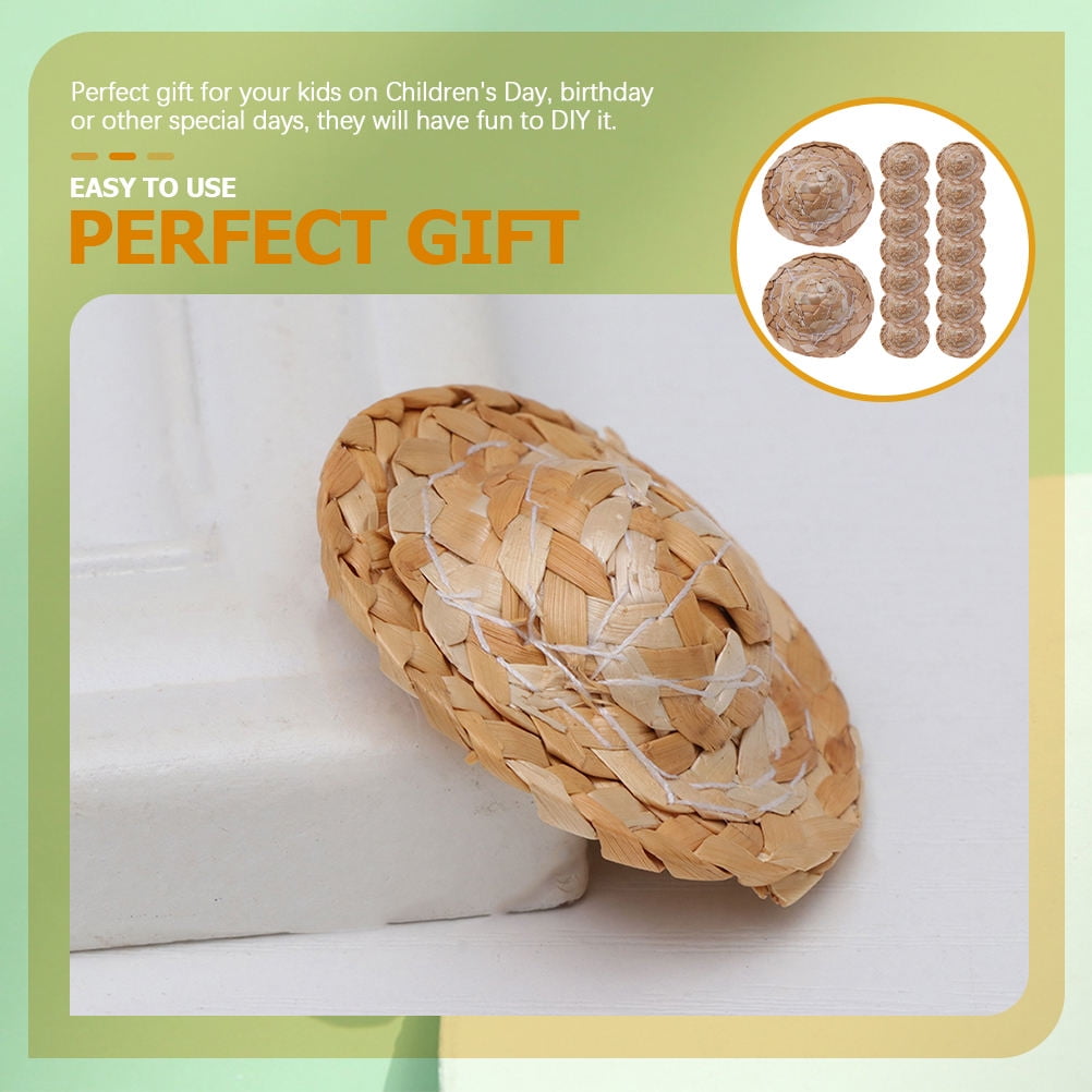 HONMEET 16Pcs Small Straw Hat Mini Woven Hat Light Yellow - Walmart.com