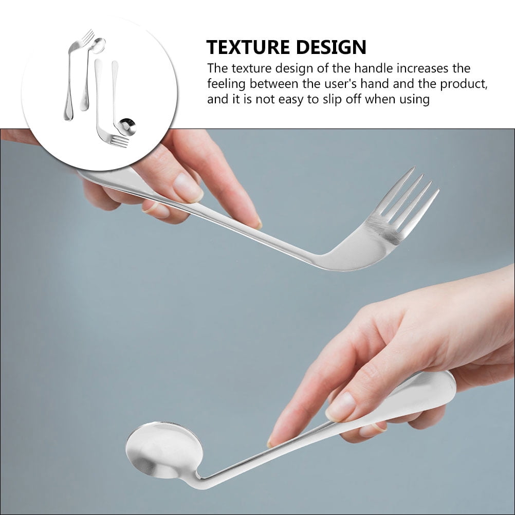 HONMEET Cute Spoons Forks For Handicapped Angled Utensils Disabled ...