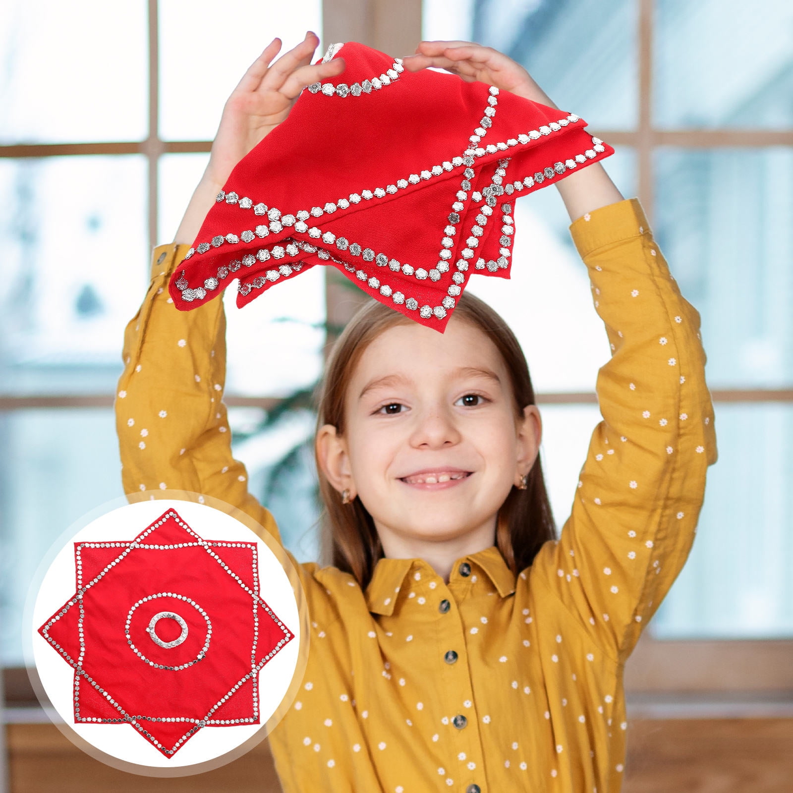 HONMEET Red Dance Handkerchief Octagonal Cloth for Air Visual Effects ...