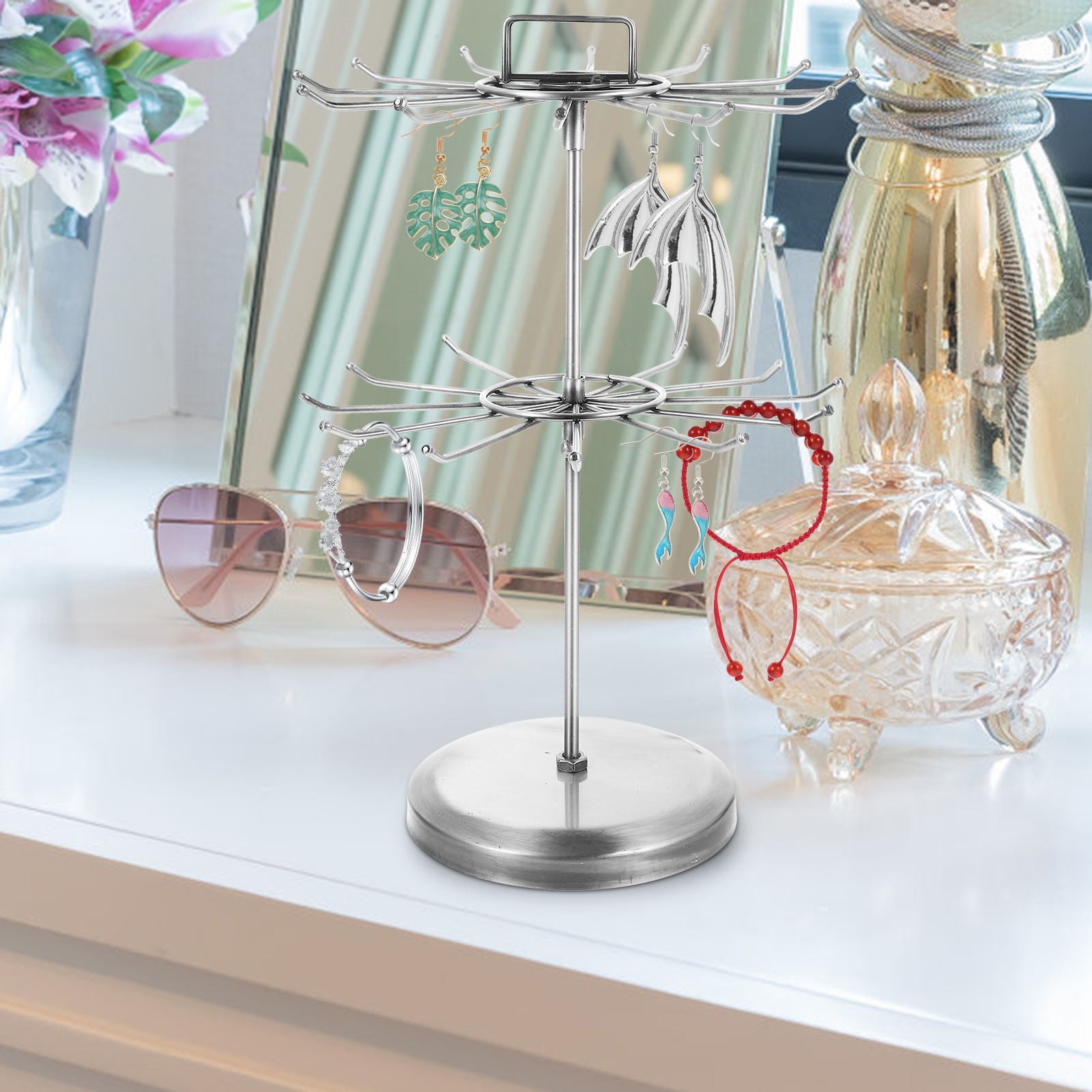 HONMEET Tabletop Display Stand Jewelry Stand Silver Iron Multi Layered ...