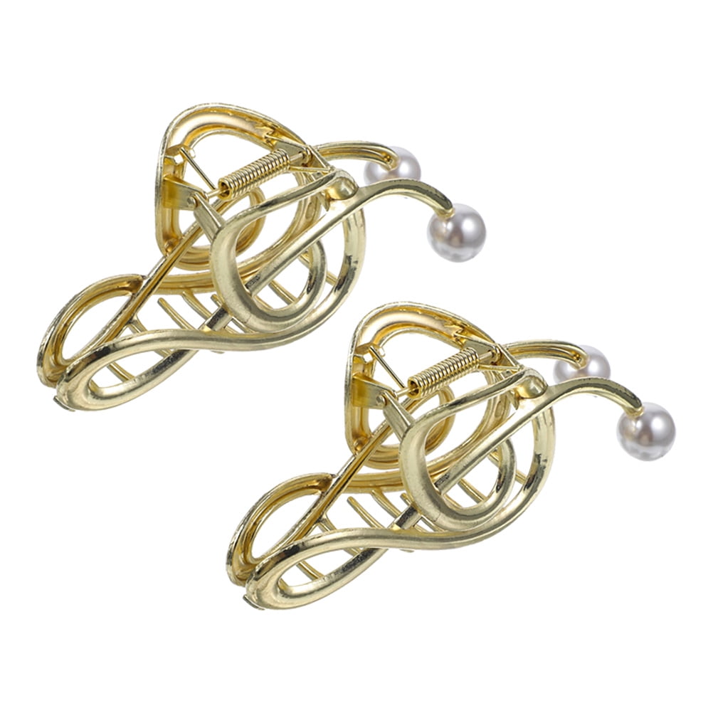 HONMEET Hair Claw Clips Women Pearl Shark Hair Clip Golden 2Pcs - Walmart.com