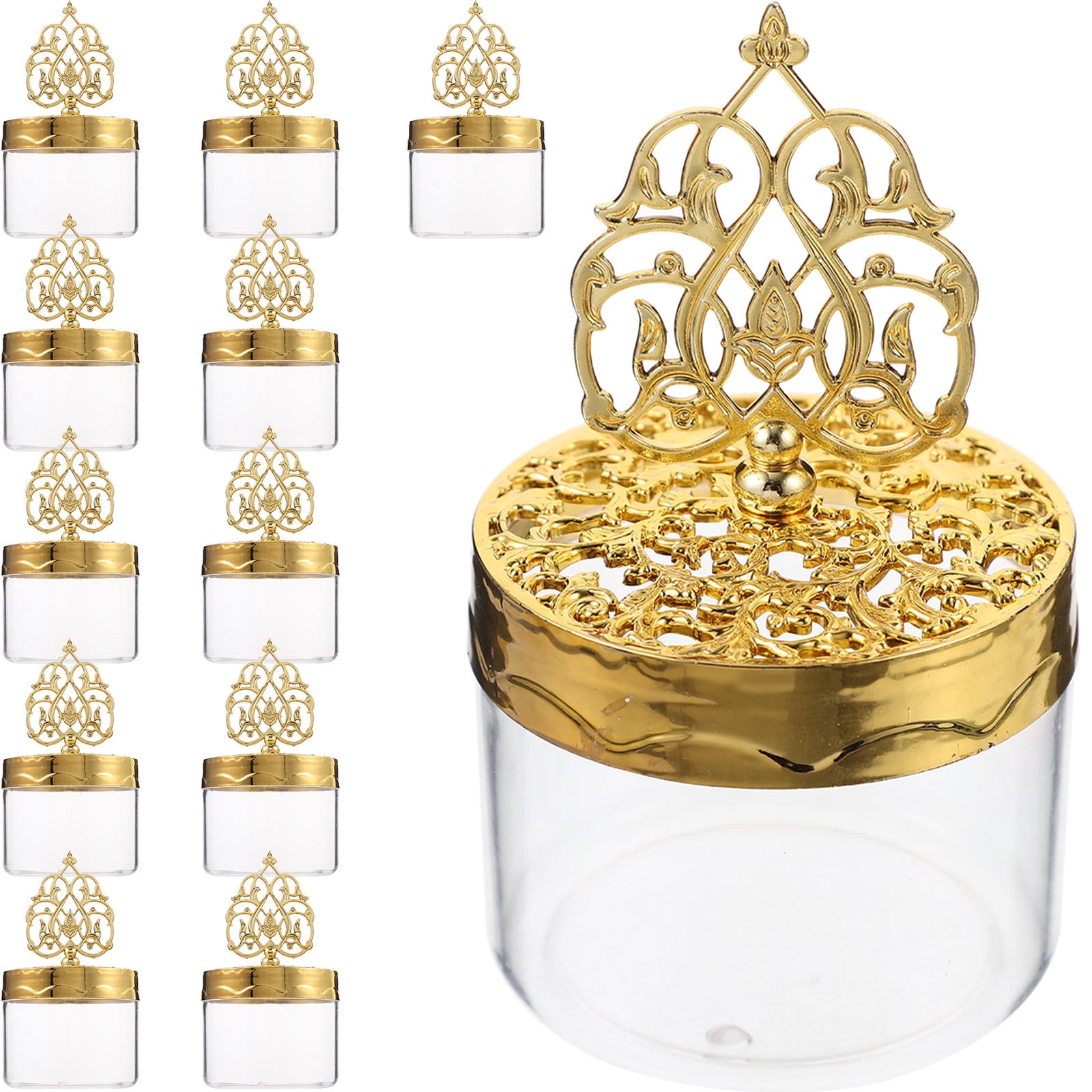 HONMEET Golden Transparent Plastic Candy Boxes for Storage with ...