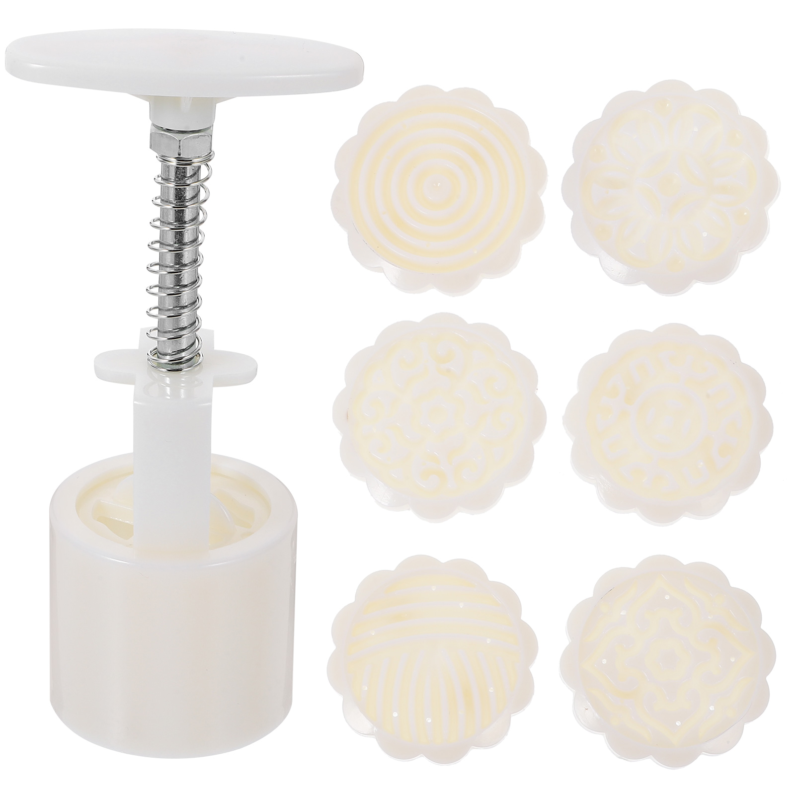 HONMEET Cake Stamping Tool Moon Cake Mold Beige 1 Set 5.5x2.6x2 In Abs ...