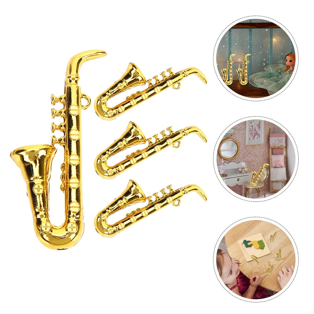 HONMEET Miniature Musical Instrument Models Miniature Saxophone Golden ...