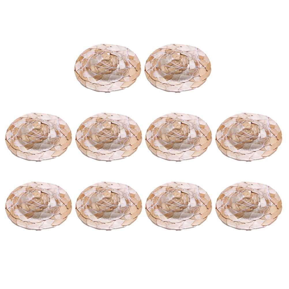 HONMEET Simulation Straw Hat Toy Miniature Straw Hats Multi 10Set ...