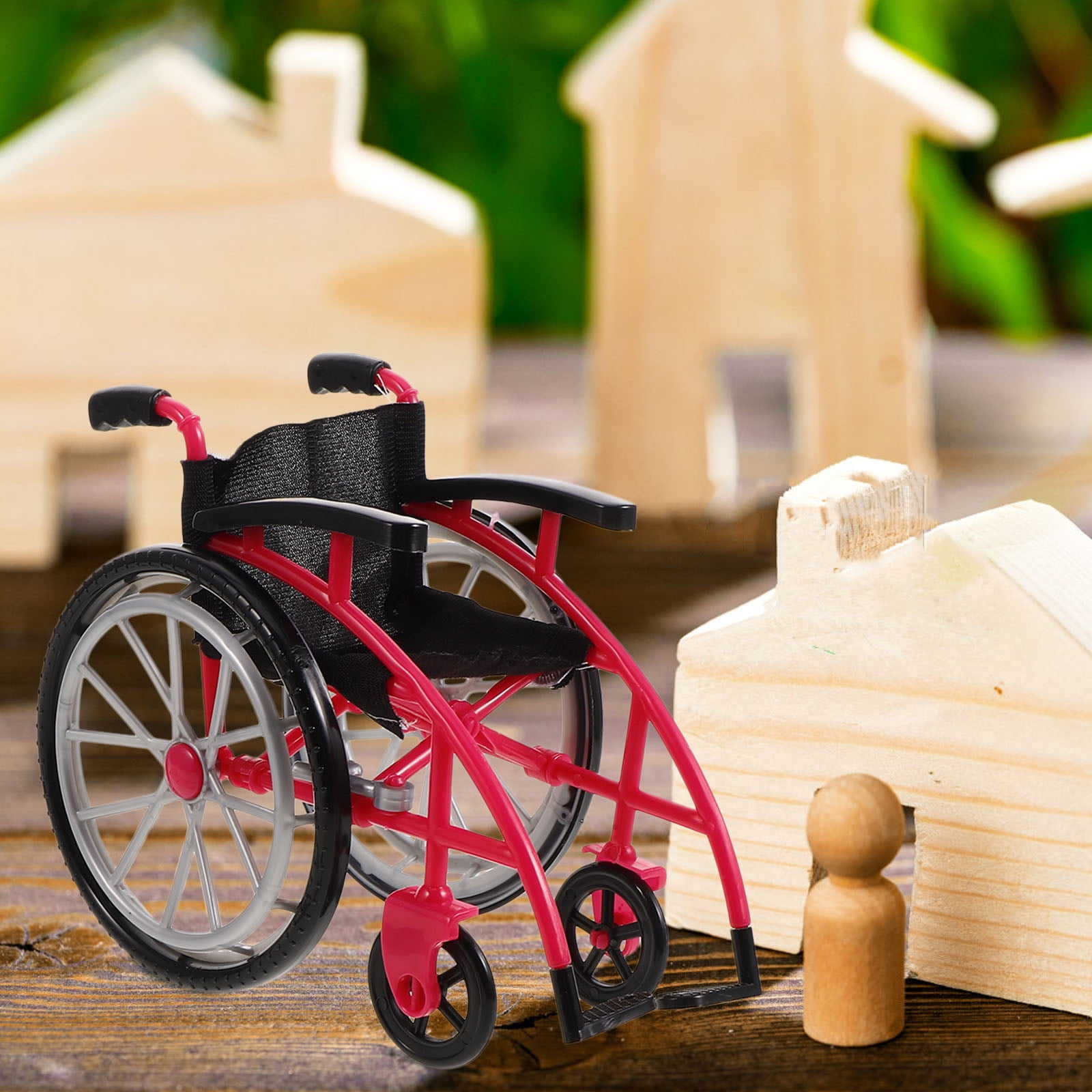 HONMEET Folding Wheelchair Miniature Dollhouse Miniature Armchair Rosy ...