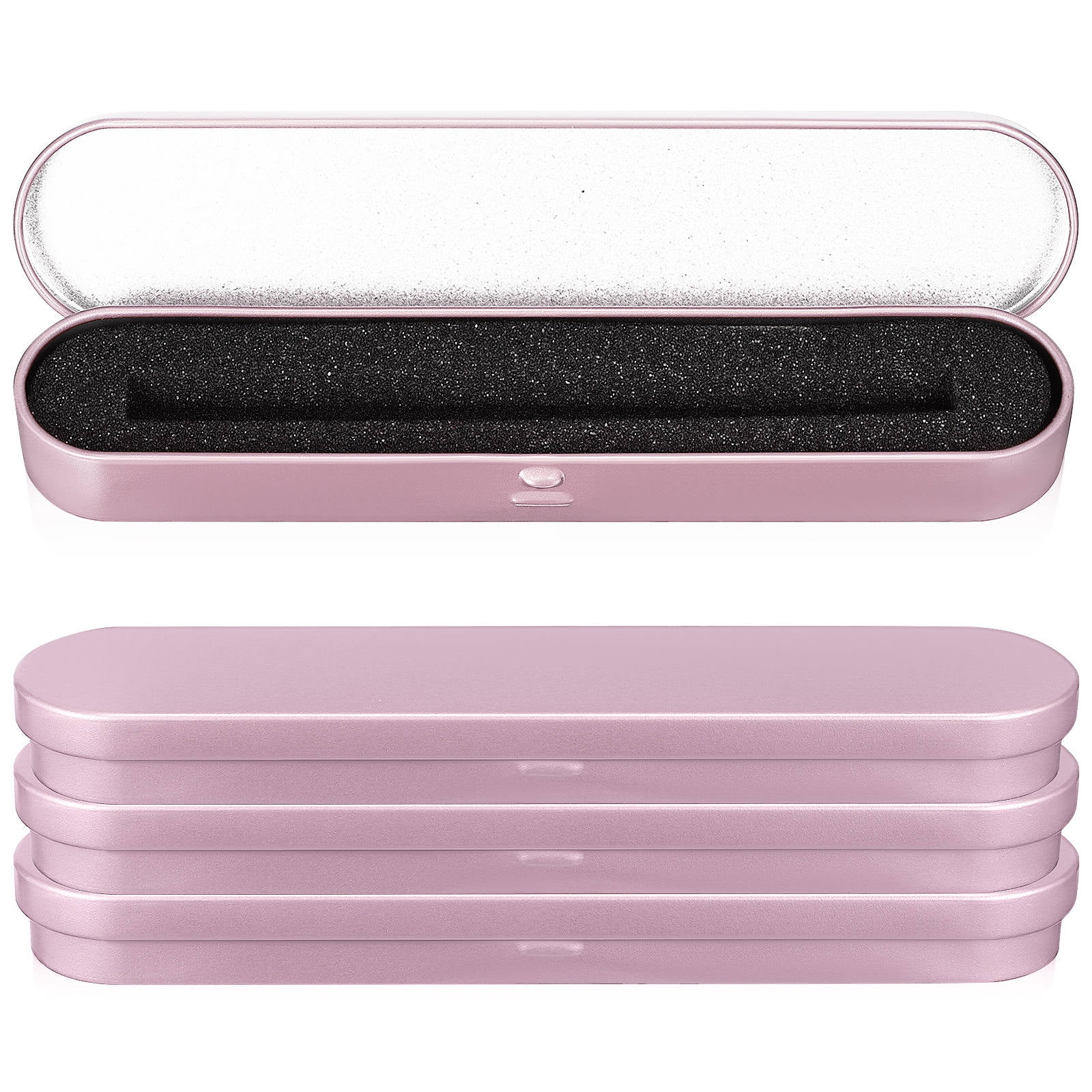 HONMEET Rectangular Pen Storage Case Rose Gold Metal Sponge Stylish ...