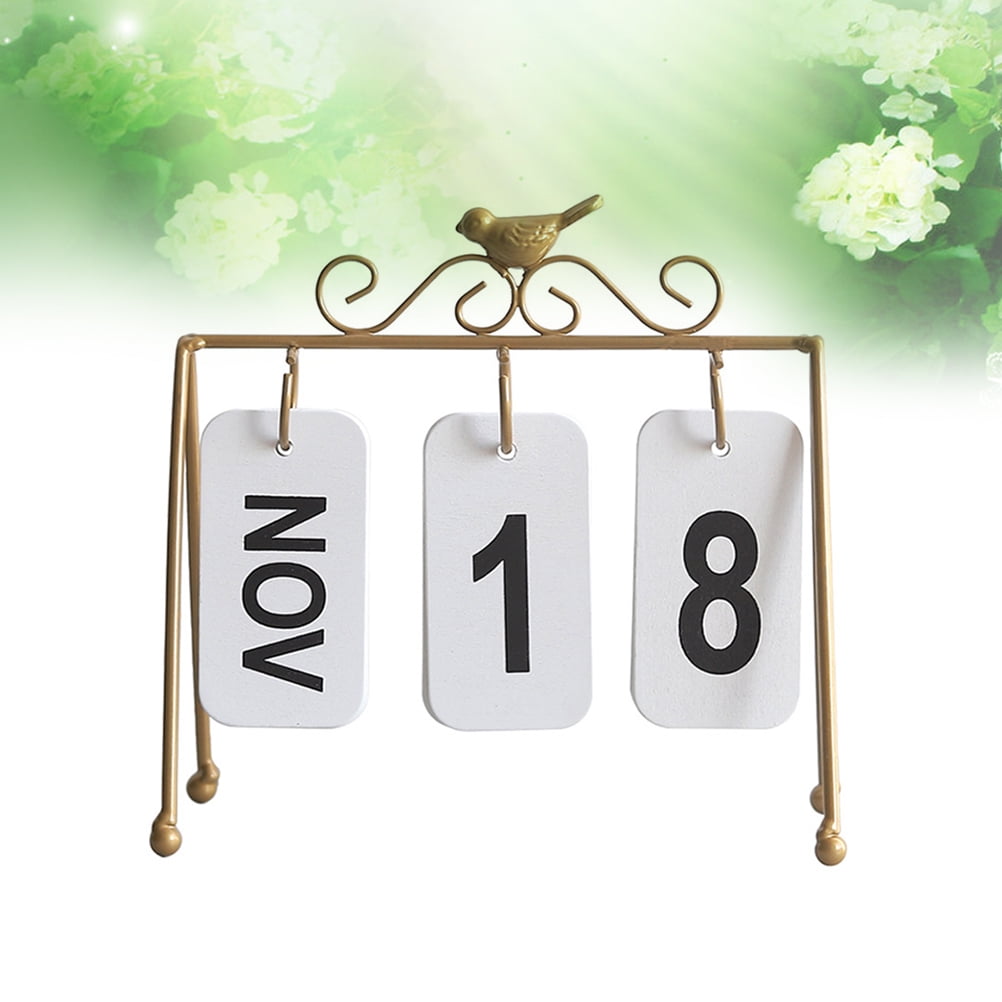 HONMEET Perpetual Desk Calendar in Golden Iron with Modern Design for ...