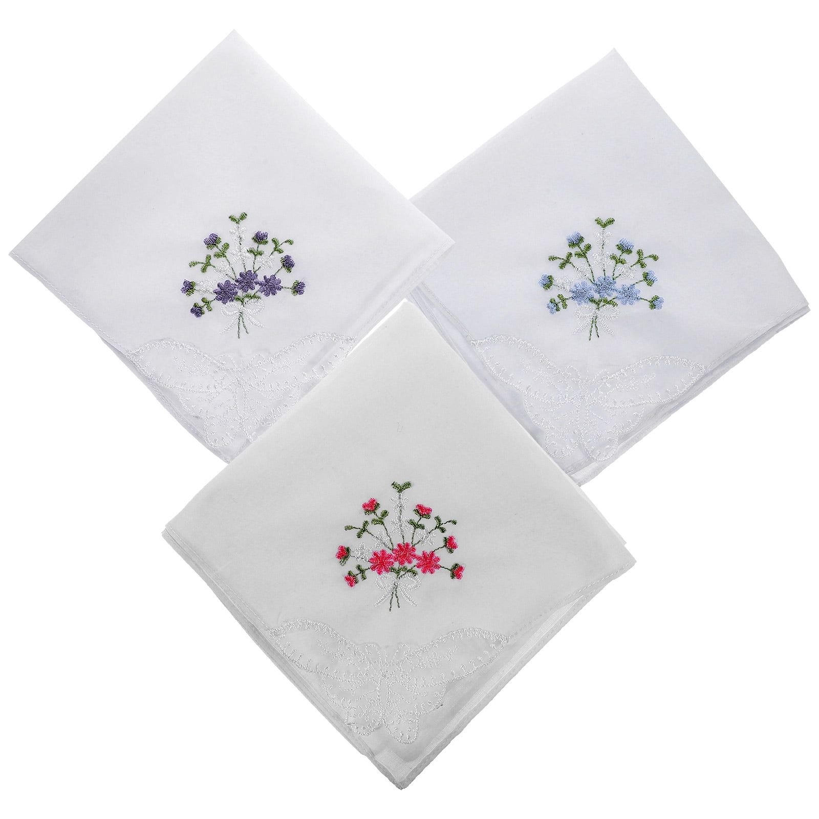 HONMEET Portable Cotton Handkerchief 3Pcs Assorted Color Square For ...