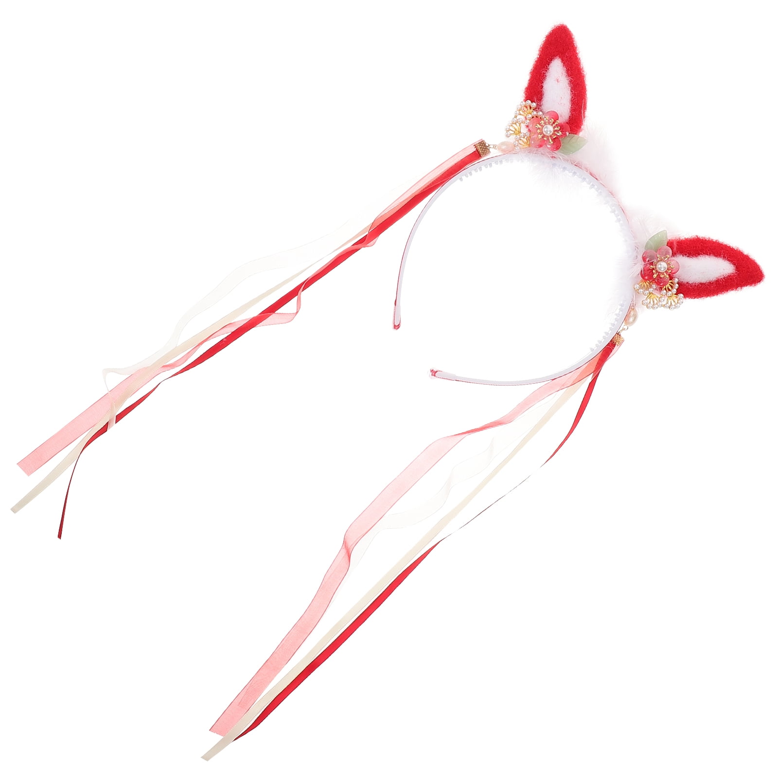 HONMEET Rabbit Ear Headband 1Pcs Red Cloth Plastic Dress Up Ears ...