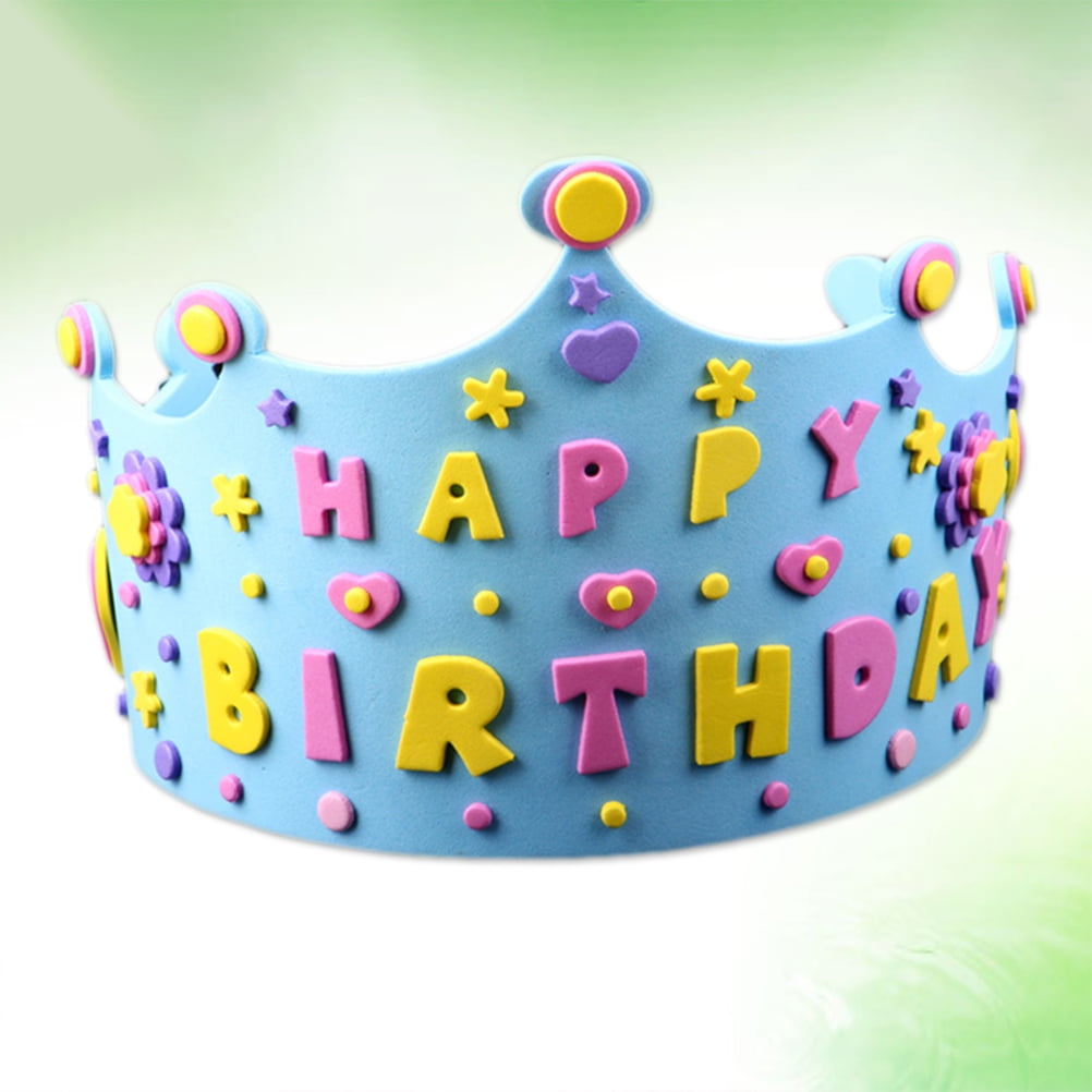 HONMEET Happy Birthday Crowns Birthday Crown Cap Sky-blue 1Set ...