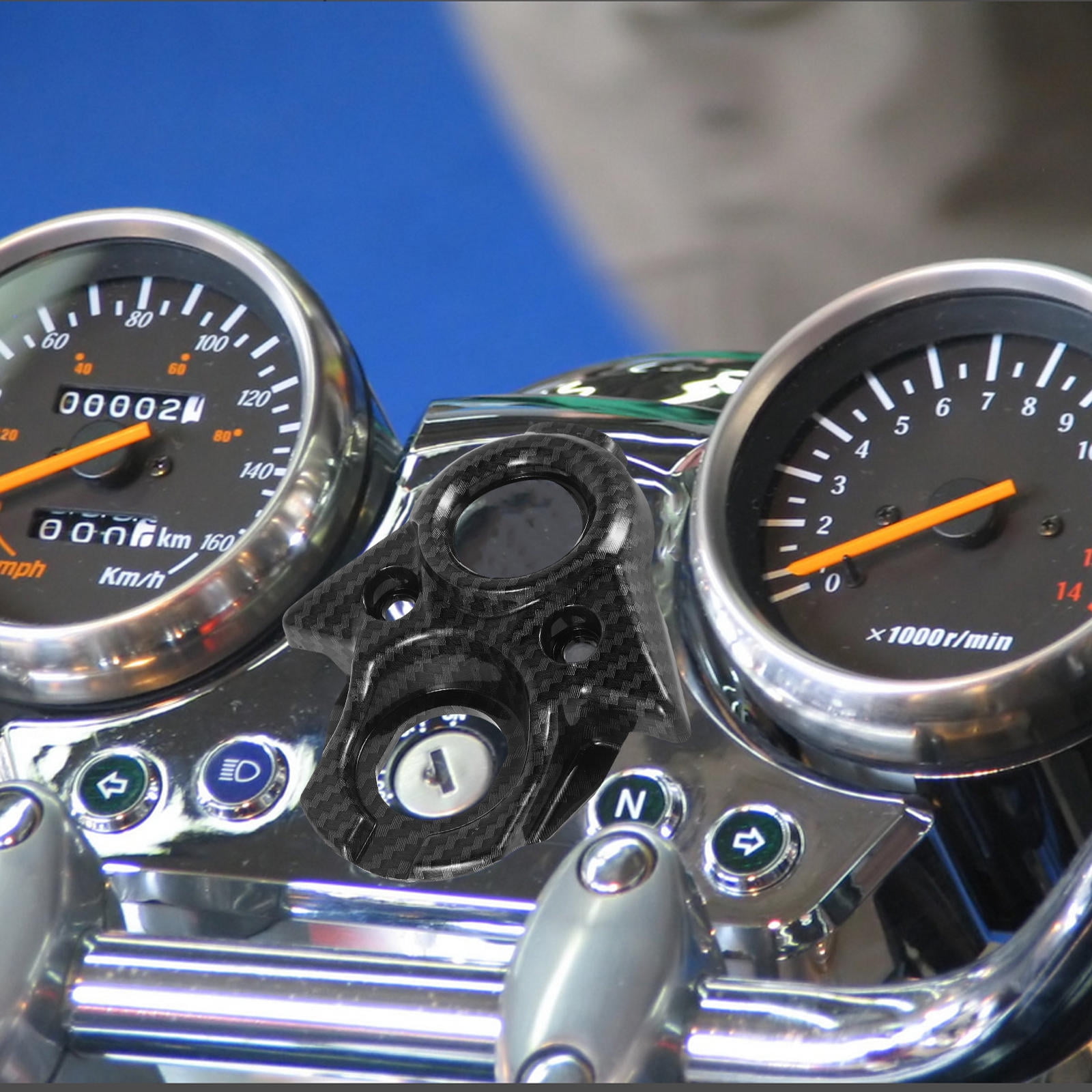 HONMEET Starter Cover 1Pcs Ignition Switch Cover Carbon Fiber Plastic ...