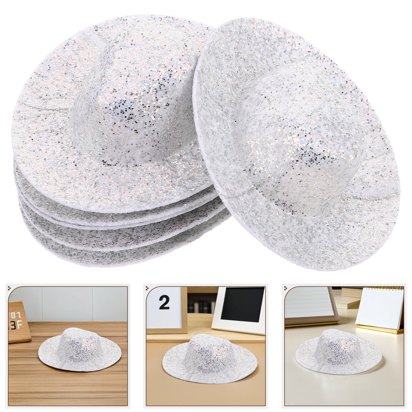 HONMEET Tiny Cowboy Hat 6Pcs Silver Cloth Perfect For Bjd Dolls And ...