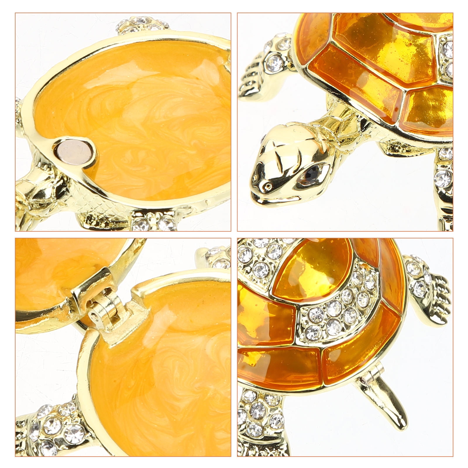 HONMEET Turtle Trinket Box Golden Color 7.2X5Cm Alloy Enamel Creative ...