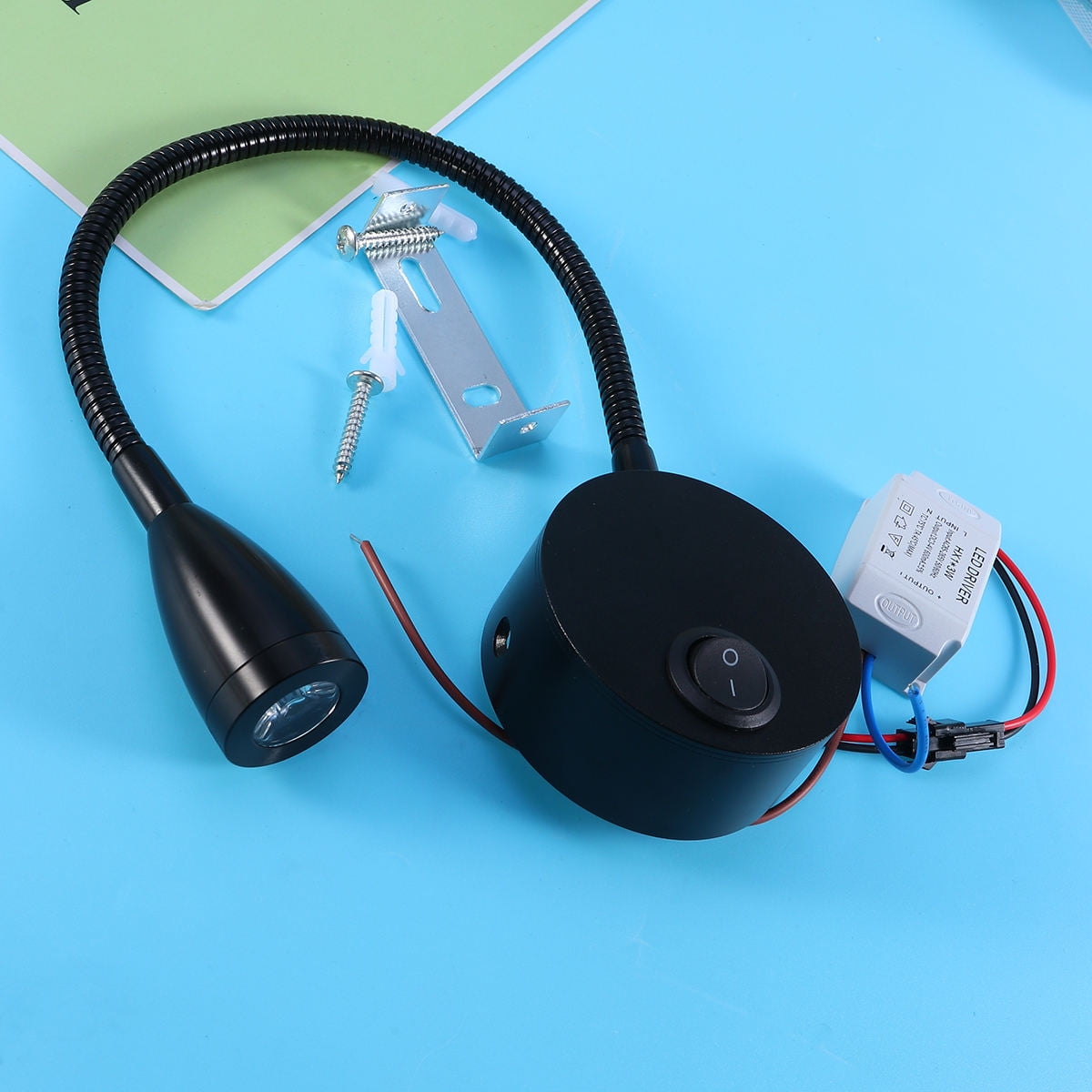HONMEET Wall Mounted Bedside Reading Light Modern Black Hose Spotlight ...