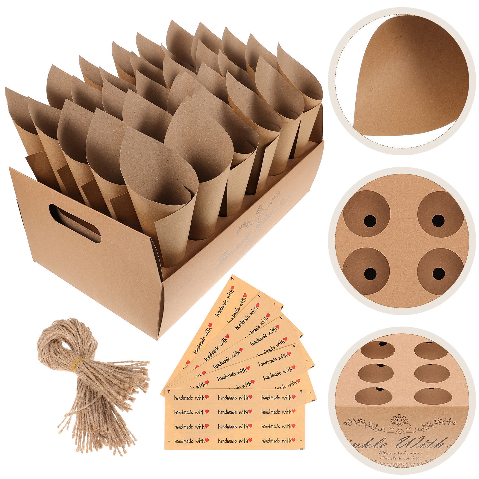 HONMEET Wedding Confetti Cone Stand Box Set Vintage Decorative Tray for ...