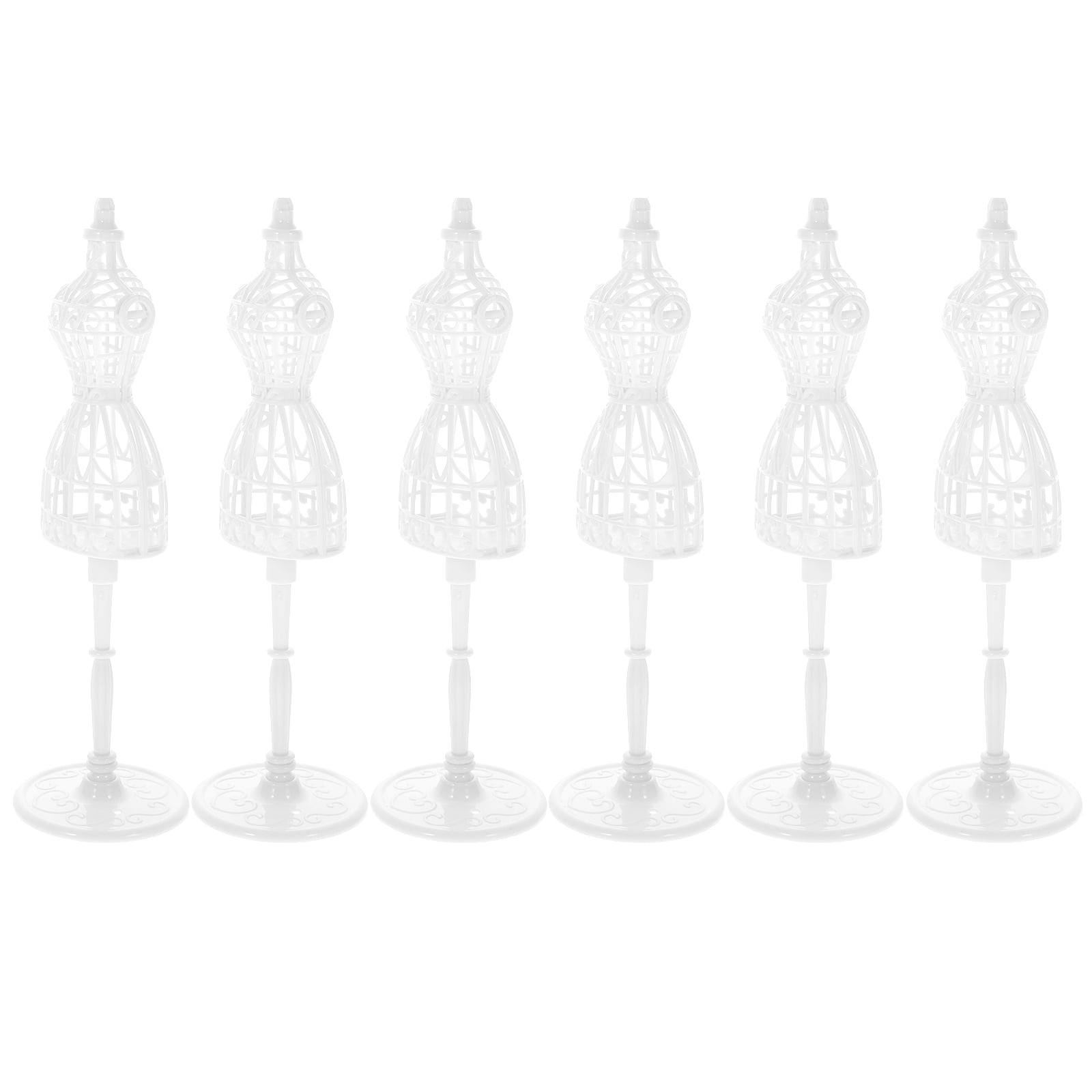 HONMEET Dollhouse Clothes Rack 6Pcs Doll Dress Stands White Plastic 10 ...