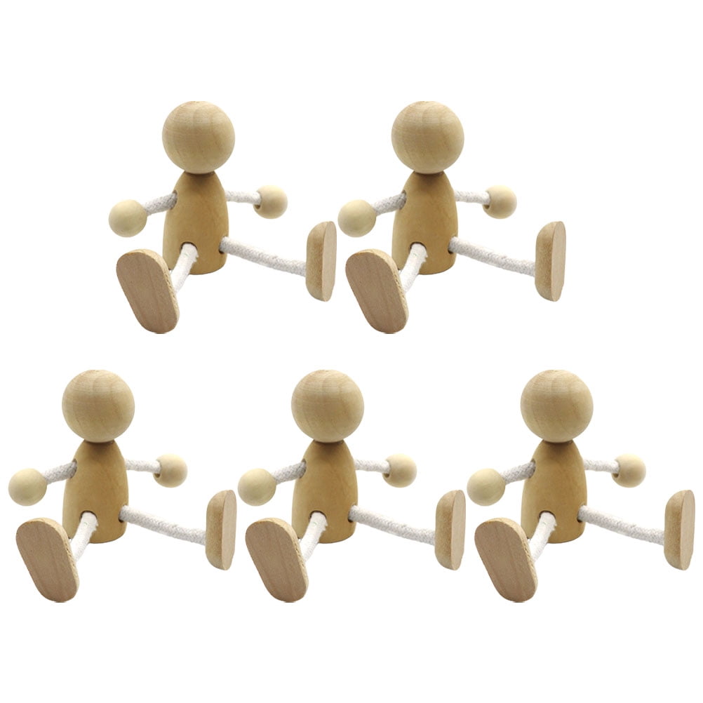 HONMEET Wooden Peg Dolls for DIY Crafts with Movable Legs and Arms in ...