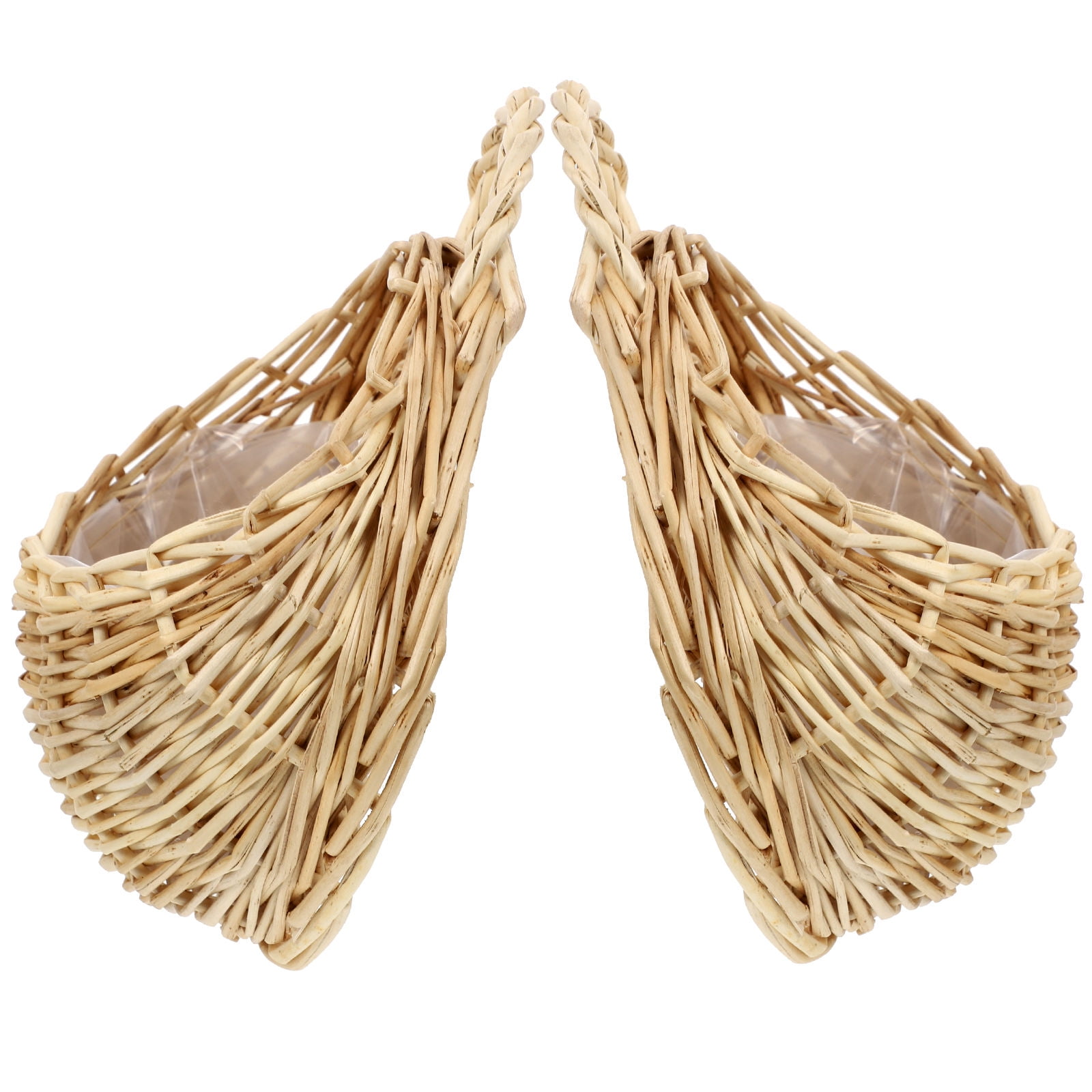 HONMEET 2-Pack Woven Hanging Baskets Beige Wood Bird Nest Shape Storage ...