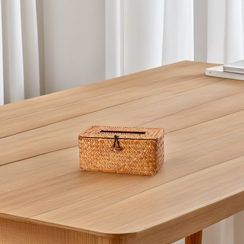 HONMEET Decorative Light Brown Seagrass Tissue Box with Elastic Buckle ...