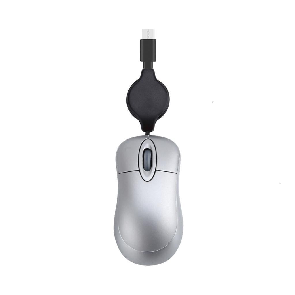 HONON Corded Mouse USB C Retractable Cable Small Mouse 1000DPI Optical ...