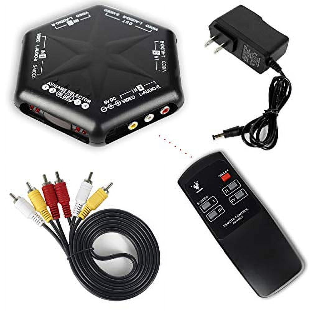 HONONJO 4 Ways 4 Ports in 1 Out S-Video Game AV Switch Box Selector ...