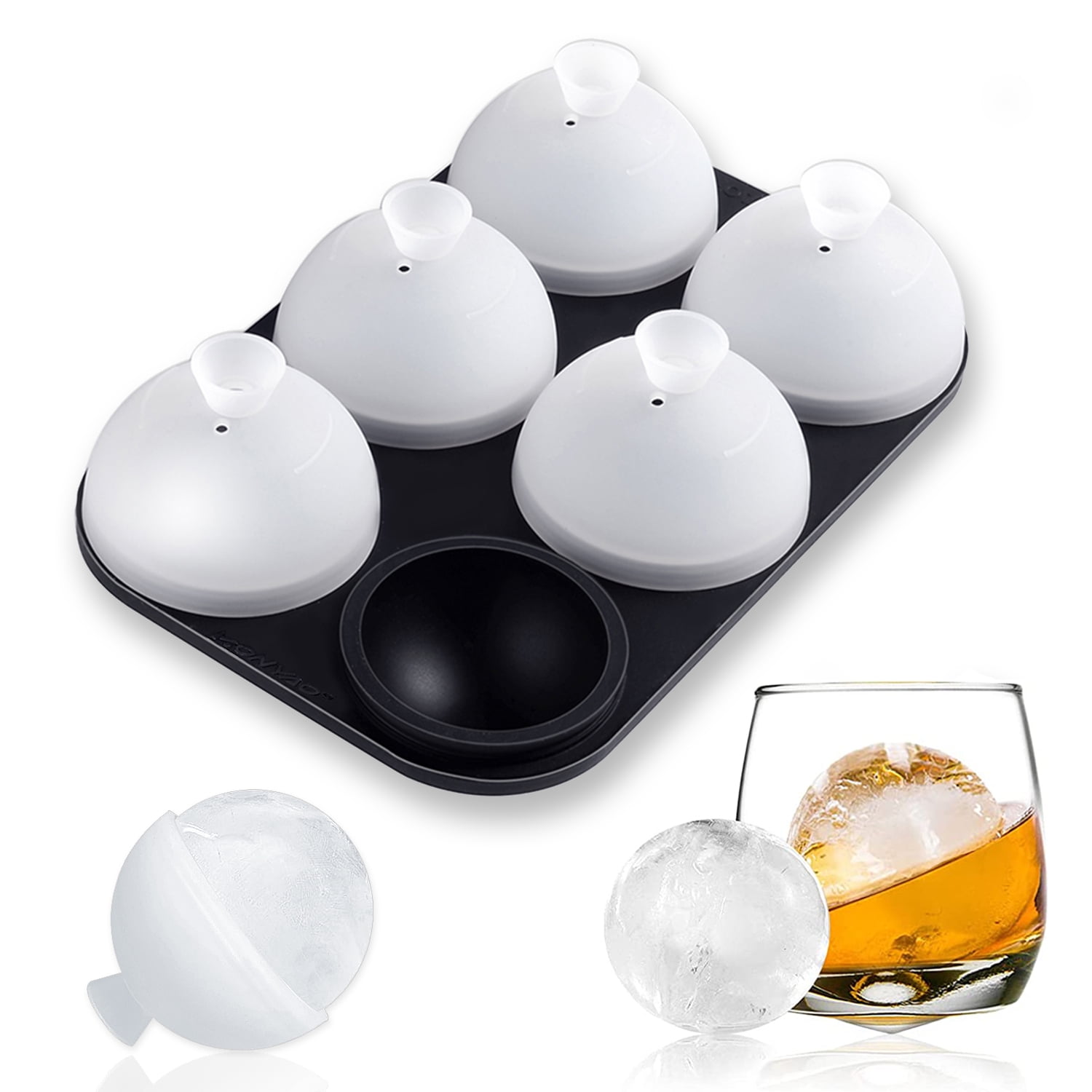 HONYAO Whiskey Circle Ice Ball Mold, Silicone Sphere Maker, 2 inch 6 ...