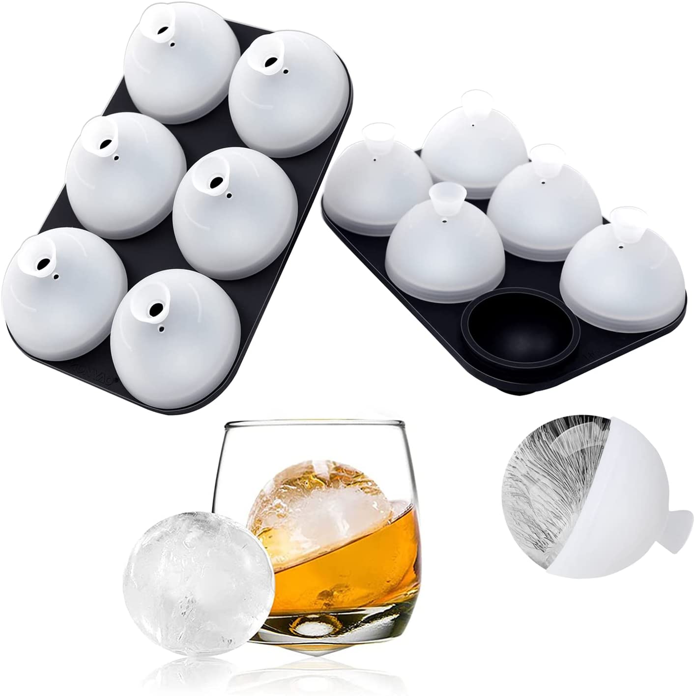 Silicone 3D Skull ICE Cube Tray Maker Round Ball Sphere Mold Whiskey ...