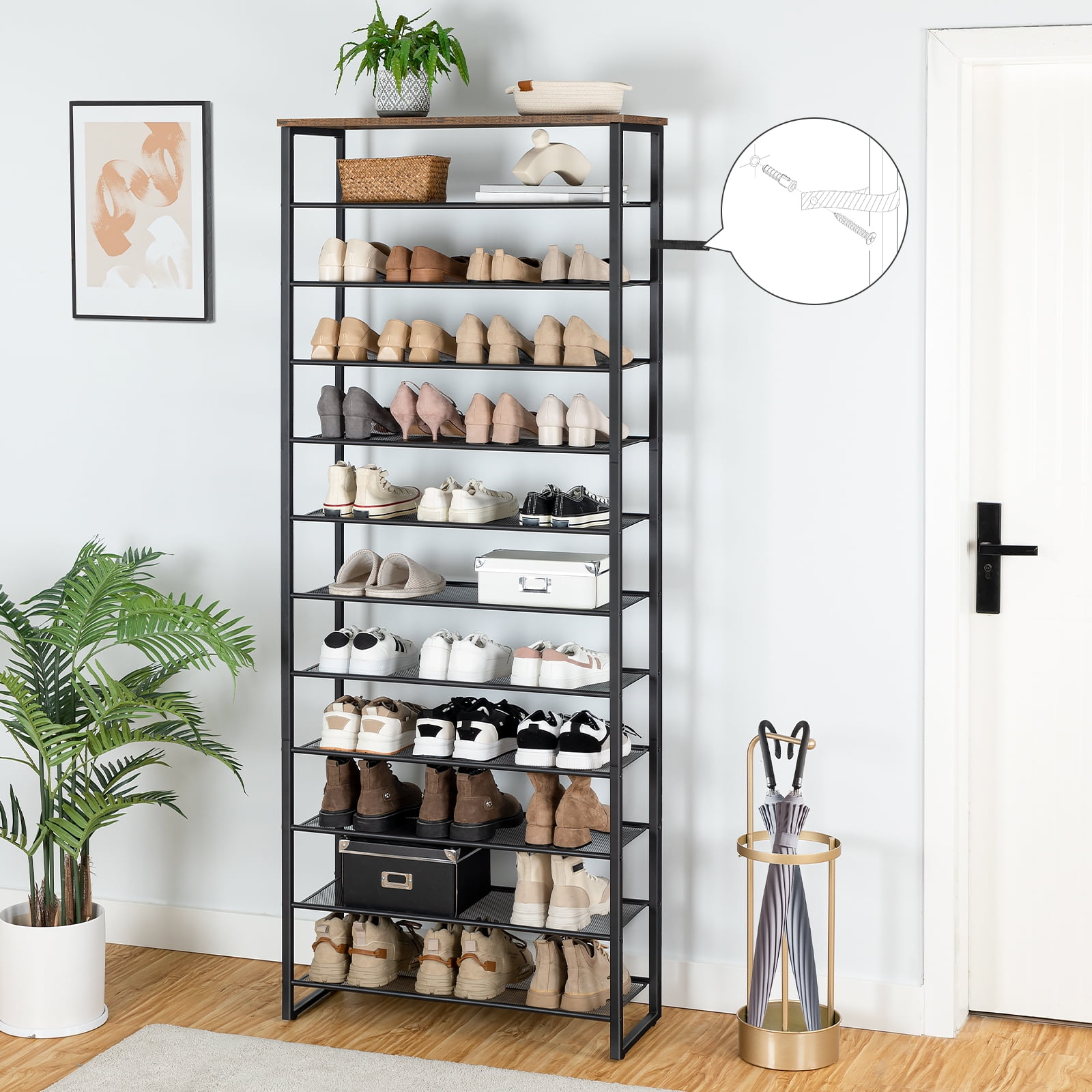 HOOBRO 12-Tier Shoe Rack for Front Door Entrance, 29.5" L x 11.2" W x ...
