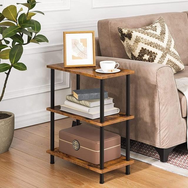 HOOBRO 3-Layer End Table Open Shelves Nightstand Bedroom Living Room ...