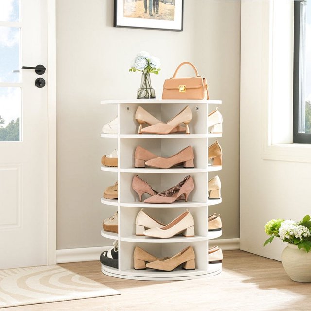 HOOBRO 5-Tier 20 Pair Rotating Shoe Rack Entryway Hallway Coatroom ...