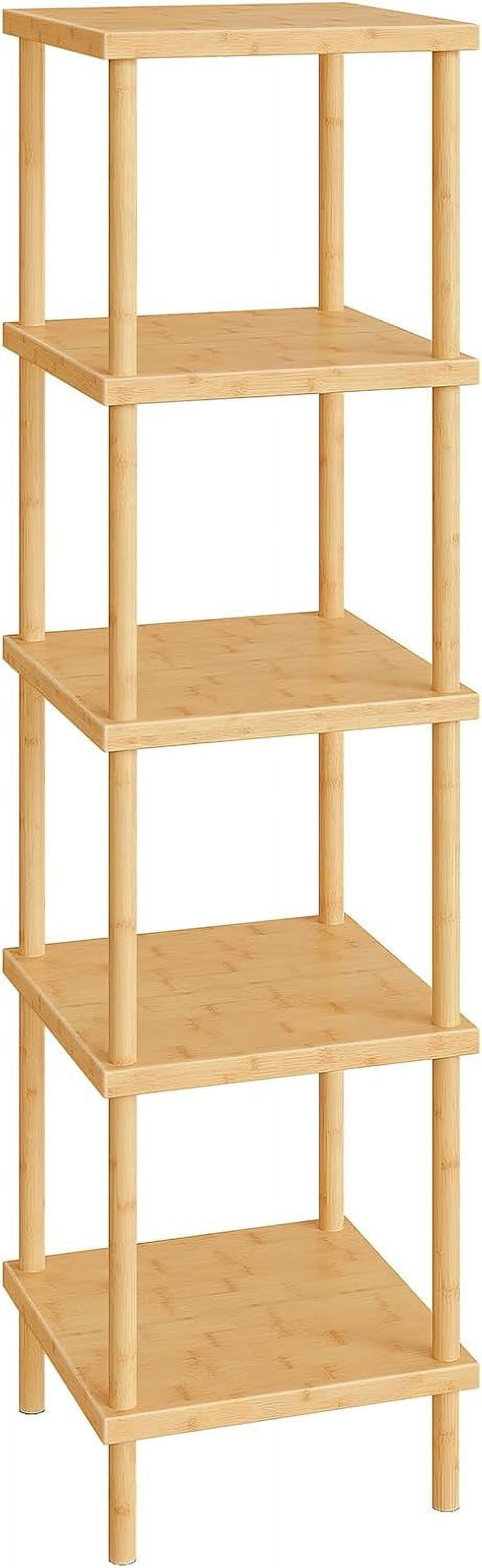 HOOBRO 5-Tier Corner Shelf, Bamboo Corner Square Rack Display Shelf ...