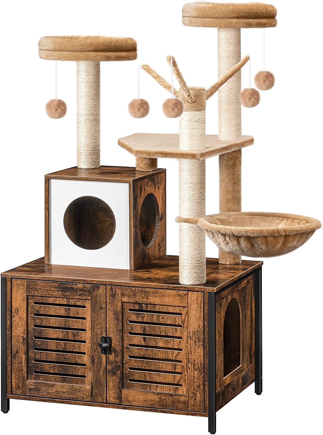 HOOBRO All-in-One Cat Tower: Play Area, Kitty Condo House, Hidden ...