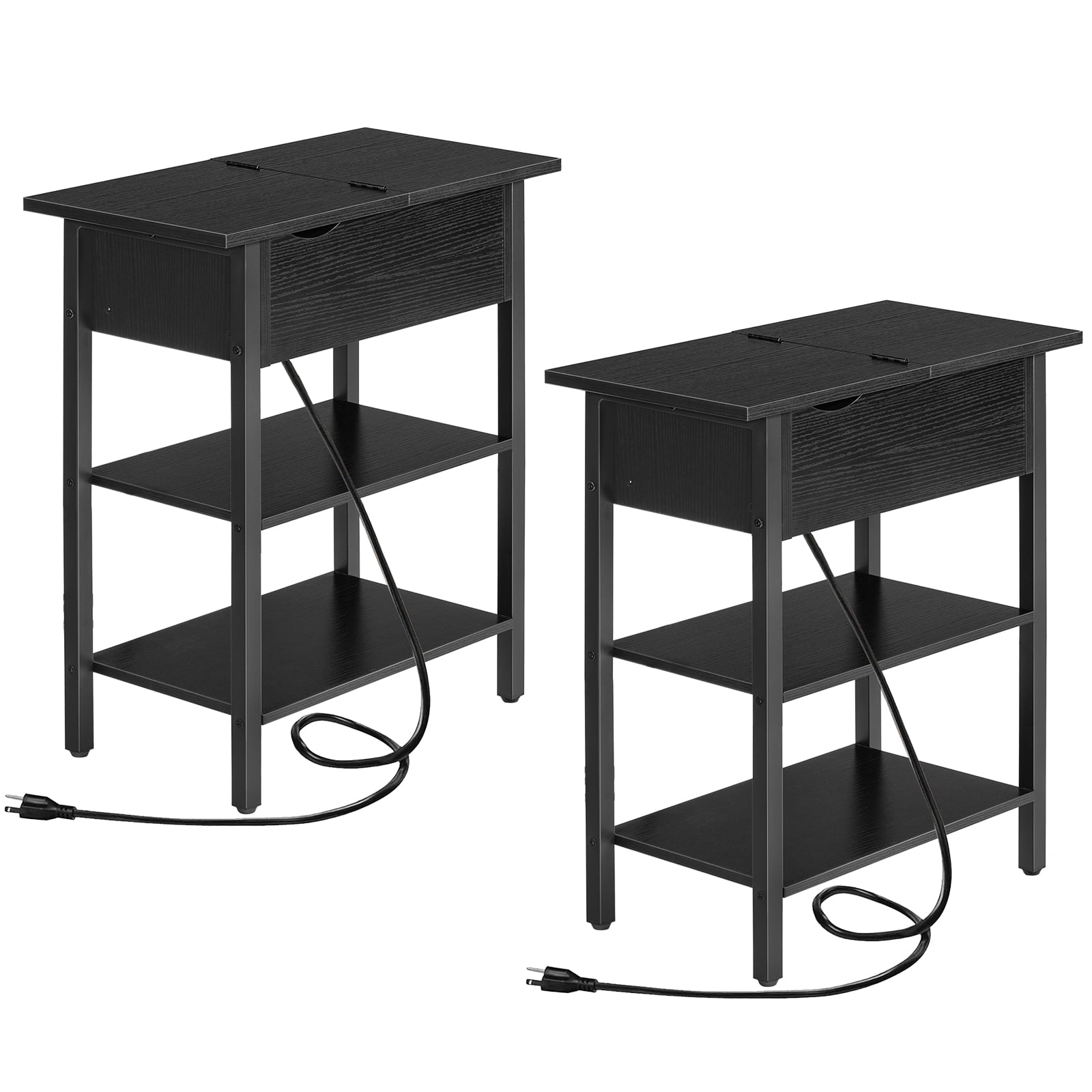 HOOBRO Flip End Table Set of 2 with USB Ports & Power Outlets Living ...