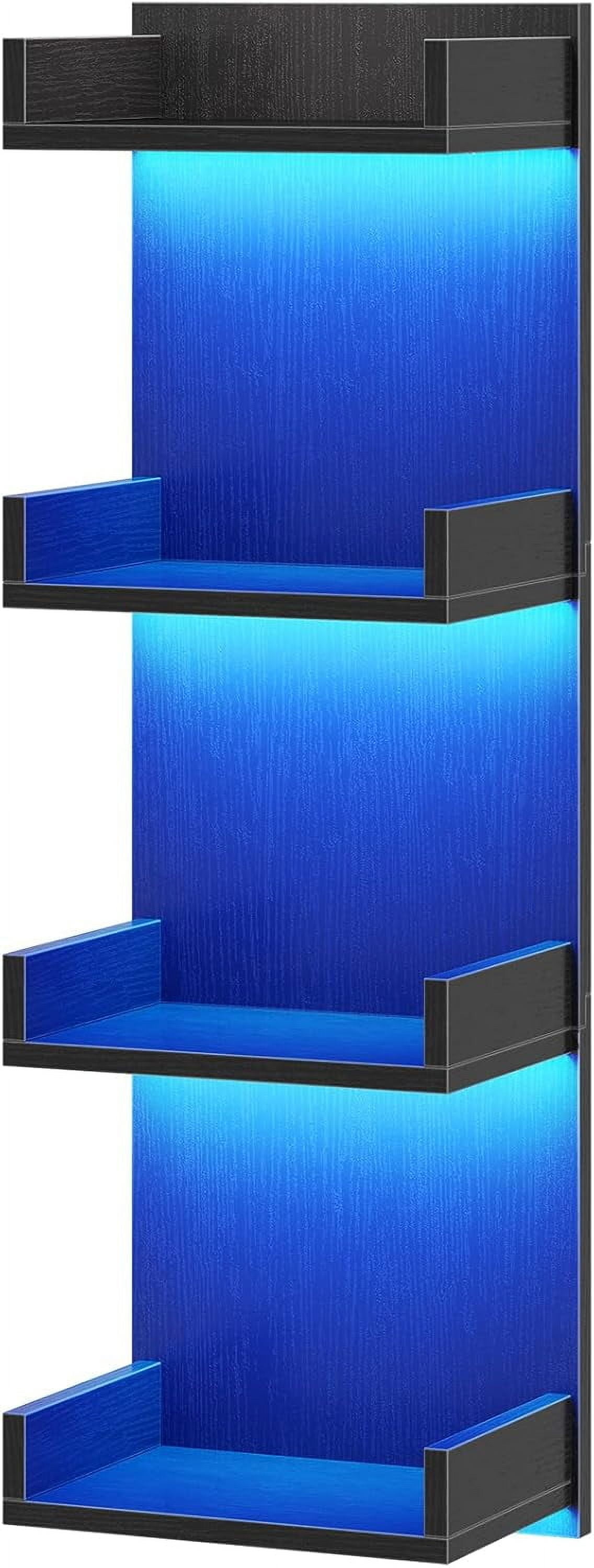 HOOBRO Floating Wall Shelves with LED Lights, 4-Tier Floating Shelf ...