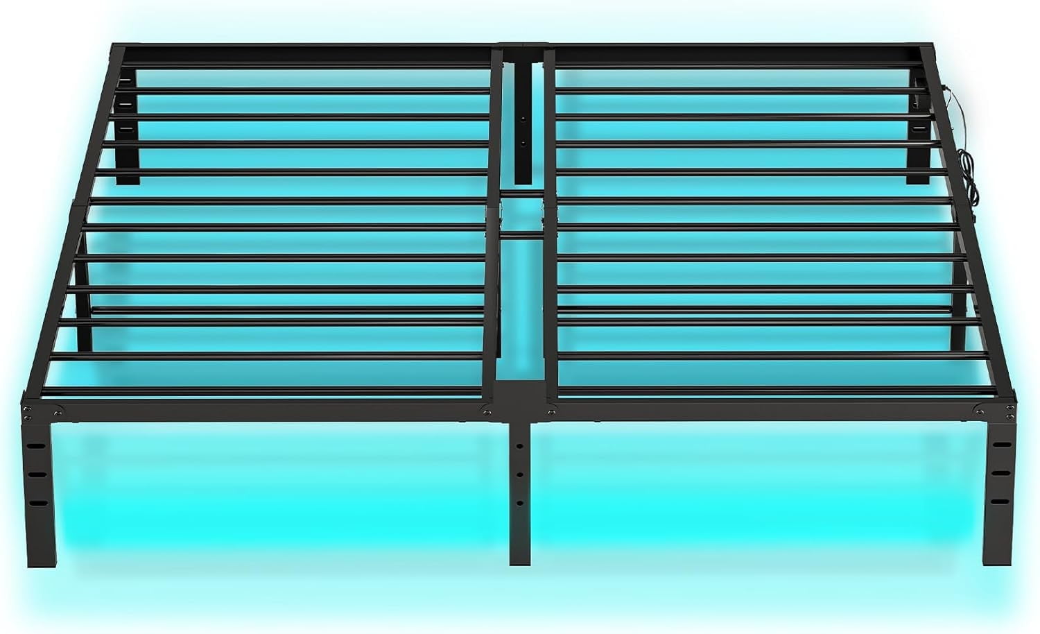 HOOBRO King Size Bed Frame with LED Lights, Metal Platform Bed Frame ...