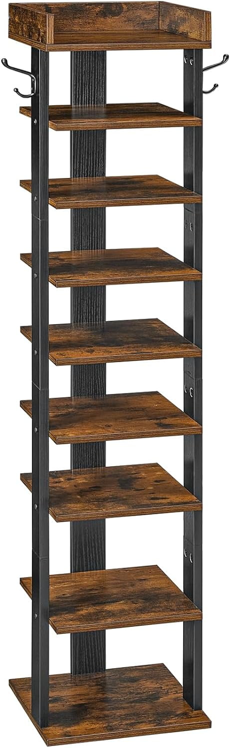 HOOBRO Narrow Vertical Shoe Rack 9-Tier Shoe Storage Organizer Entrance ...