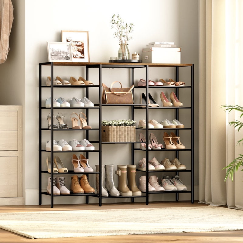 HOOBRO Shoe Rack, 7-Tier Shoe Storage Rack, 30 Pairs Shoe Shelf, Large ...