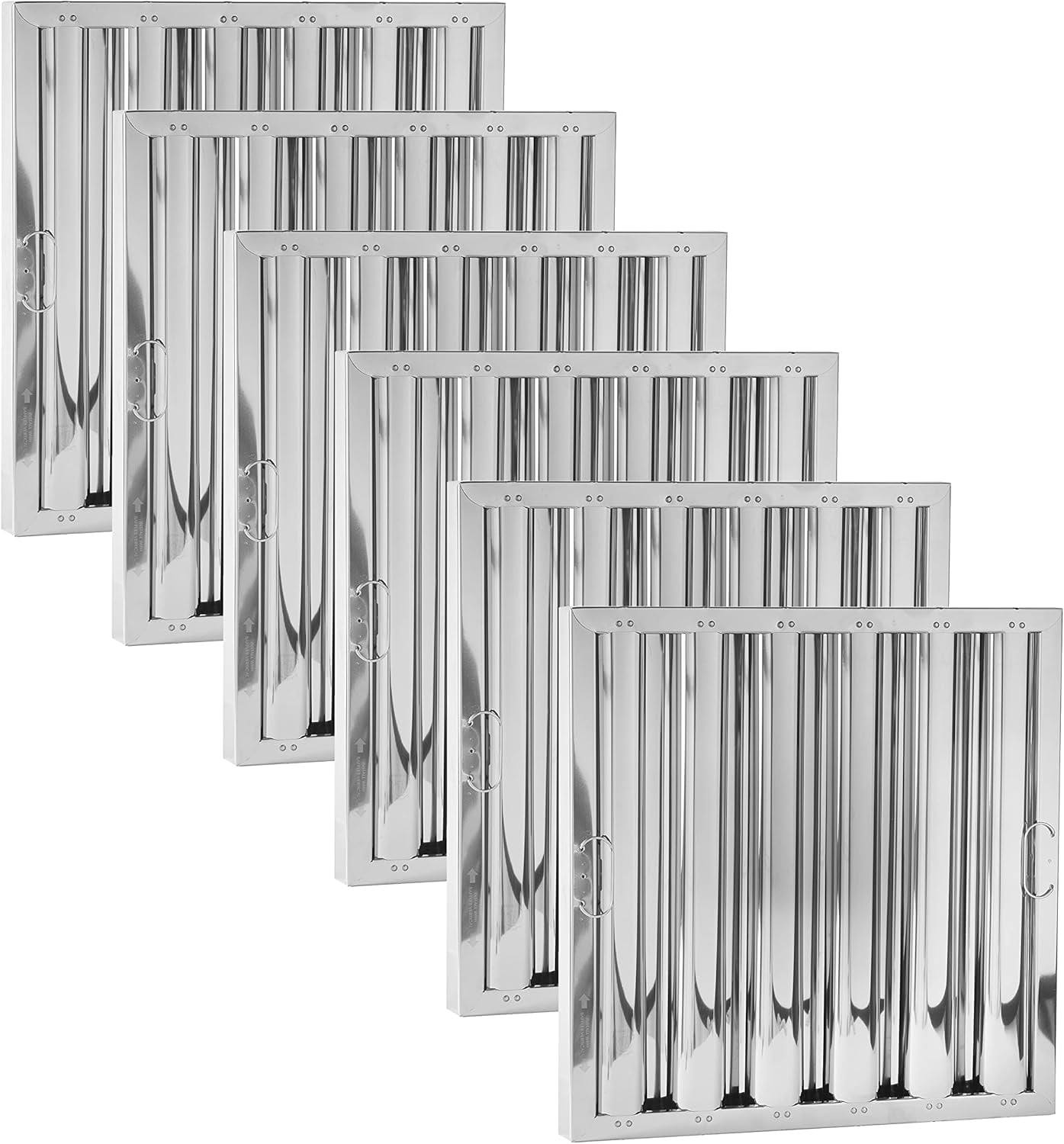 HOODMART 20x20 Hood Filter Set of 6, Stainless Steel Baffle Filter ...