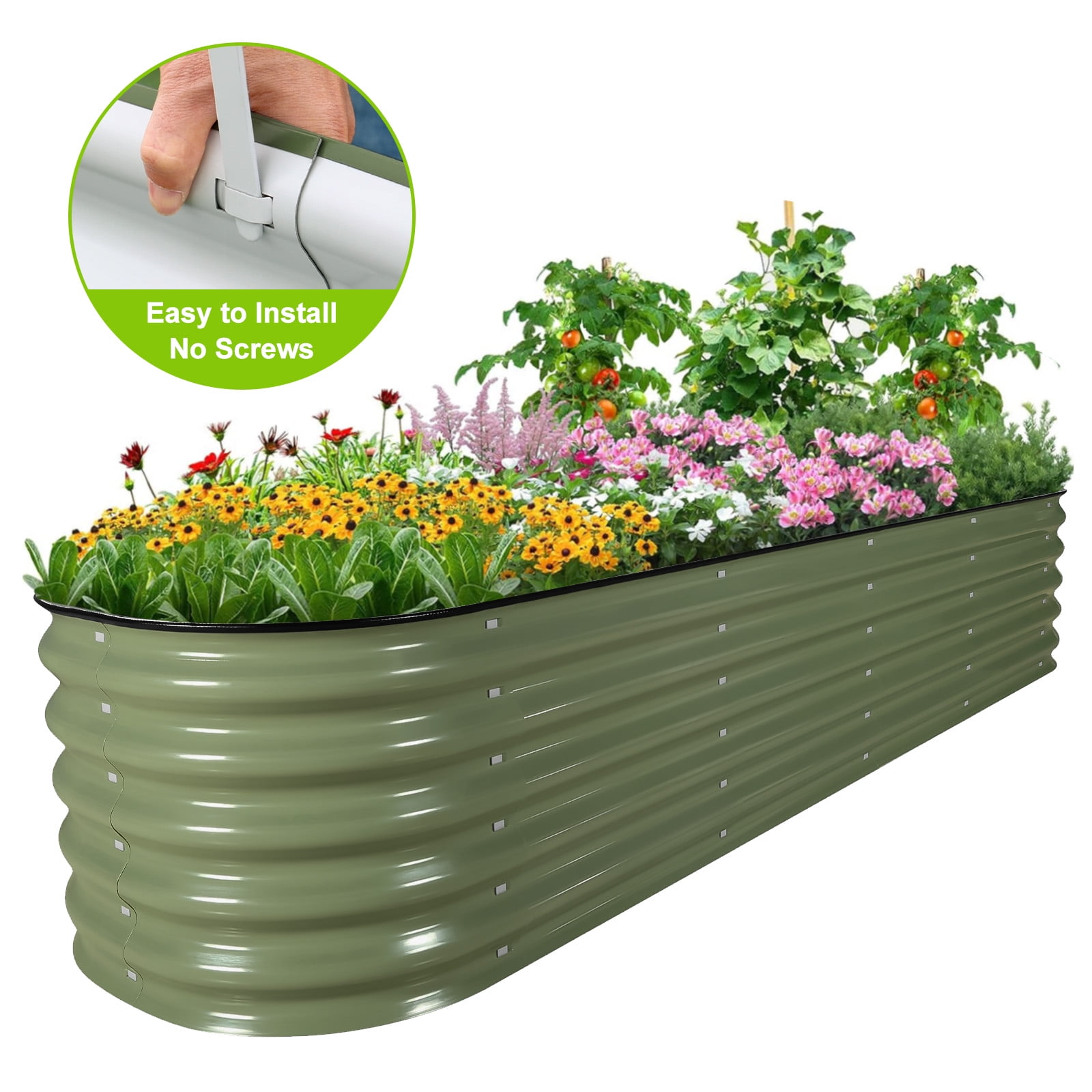 HOOFUN 17" Tall Raised Garden Bed 9 in 1 Garden Raised 8ftX2ft Garden ...