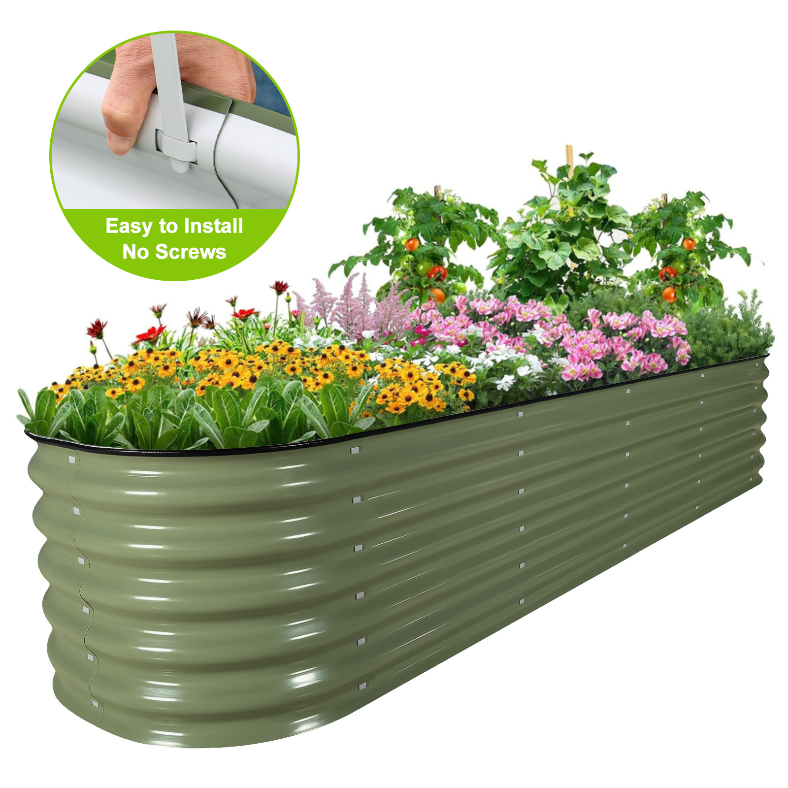 Aluzinc Raised Garden Bed Kit, Planter Raised Bed ,17" Tall, 9 in 1 ...