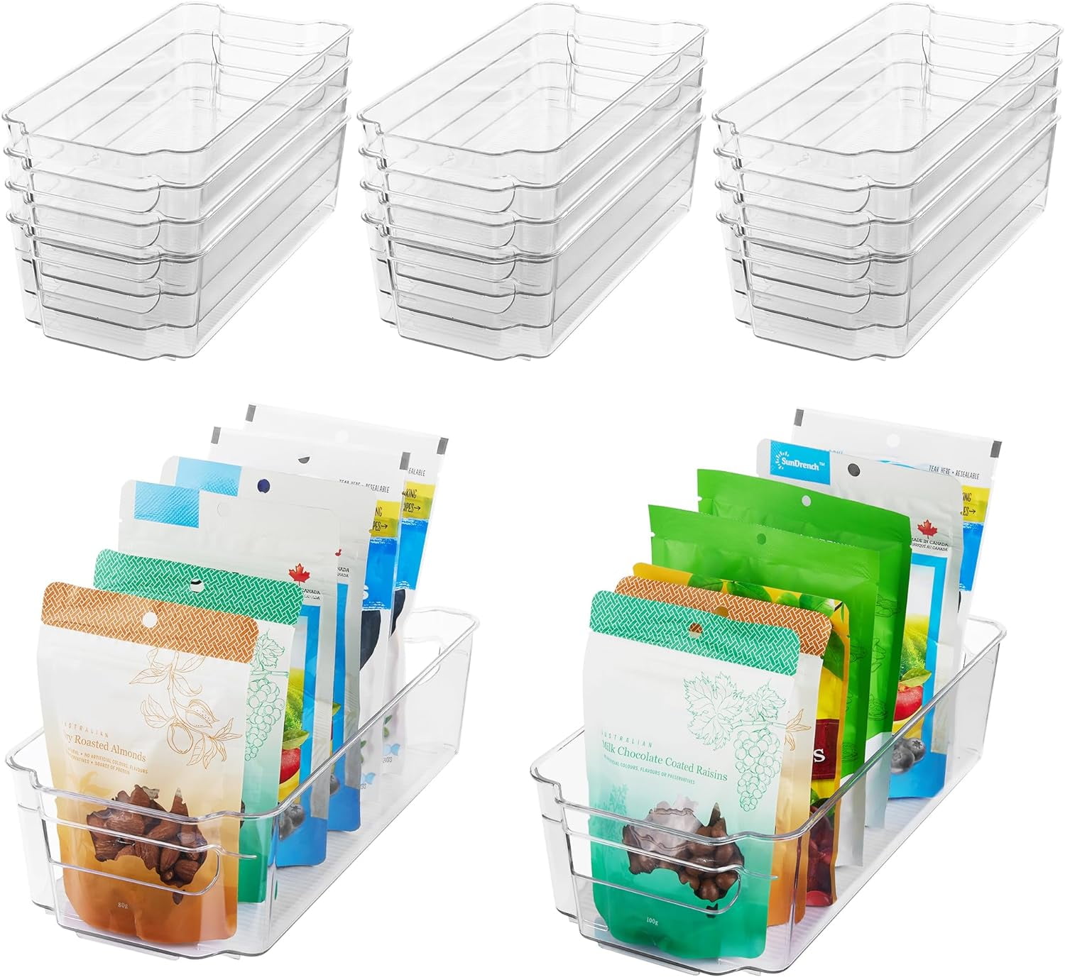 HOOJO Refrigerator Organizers and Storage - 8pcs Clear Plastic Bins For Fridge, Freezer, Kitchen ...