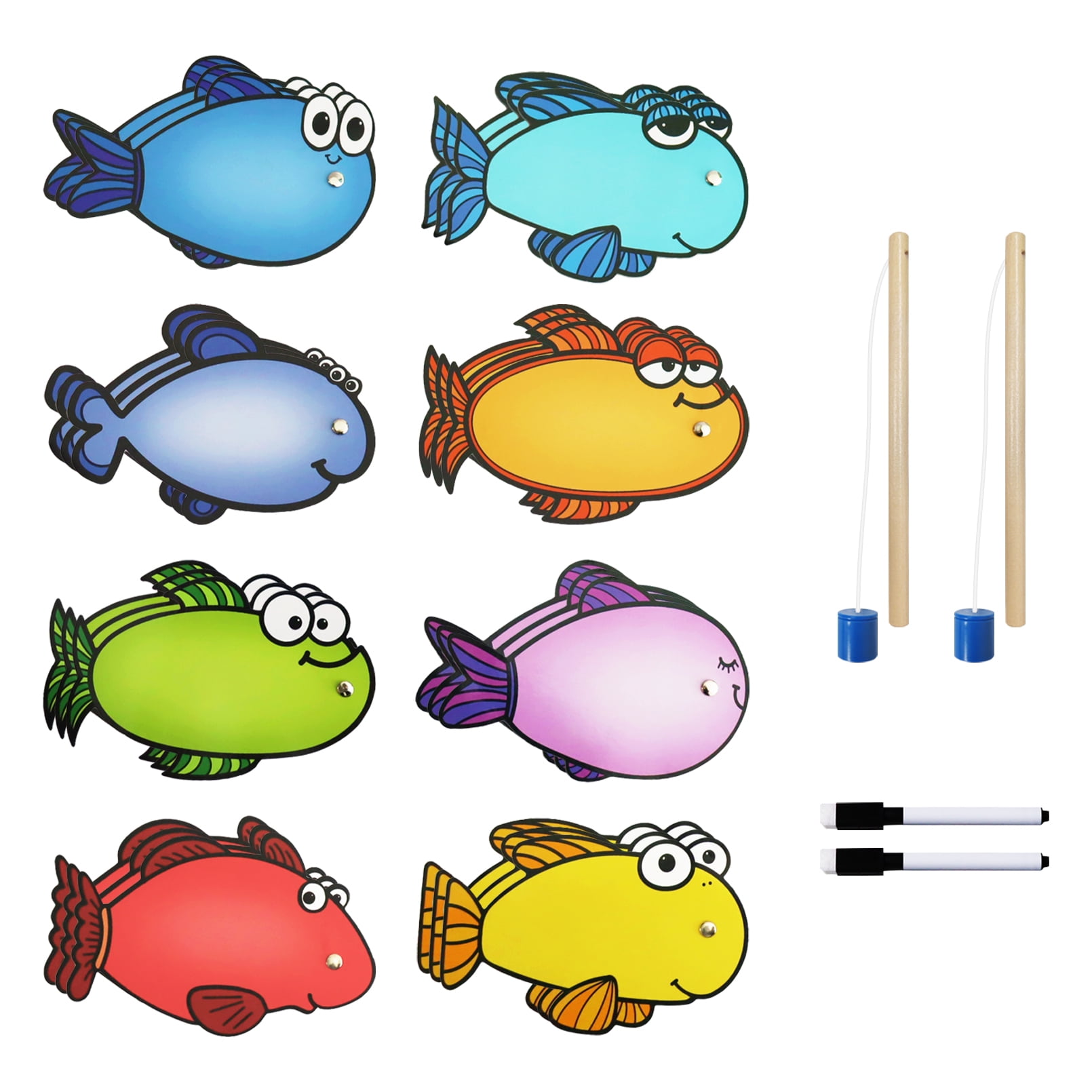 HOOJOJO Magnetic Fishing Sight Word Game – 24 Magnetic Fishing Cards, 2 ...