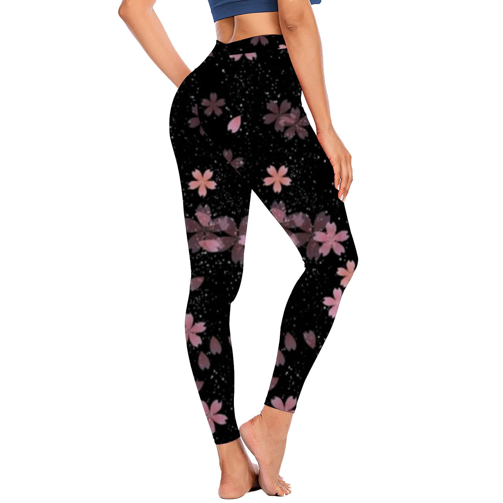 HOOJT Clearance!Leggings for Women Gym Yoga Pants with Pockets Floral ...