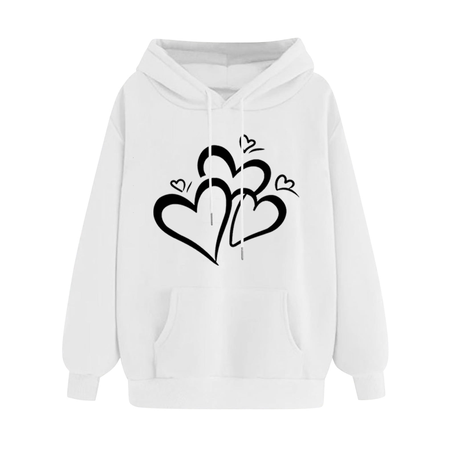 HOOJT Clearance!Women's Winter Love heart print Hoodie Pullover Tops ...