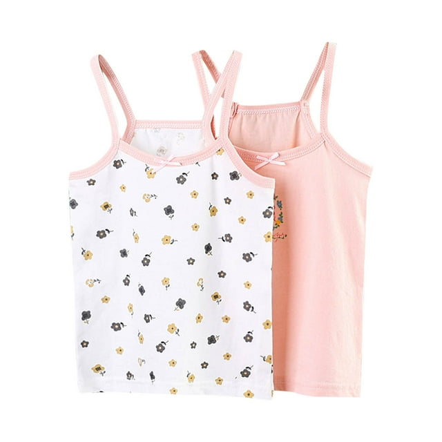 HOOJT Kids 2-Pack Summer Tank Tops Girls Comfortable Cotton Vest Cute ...