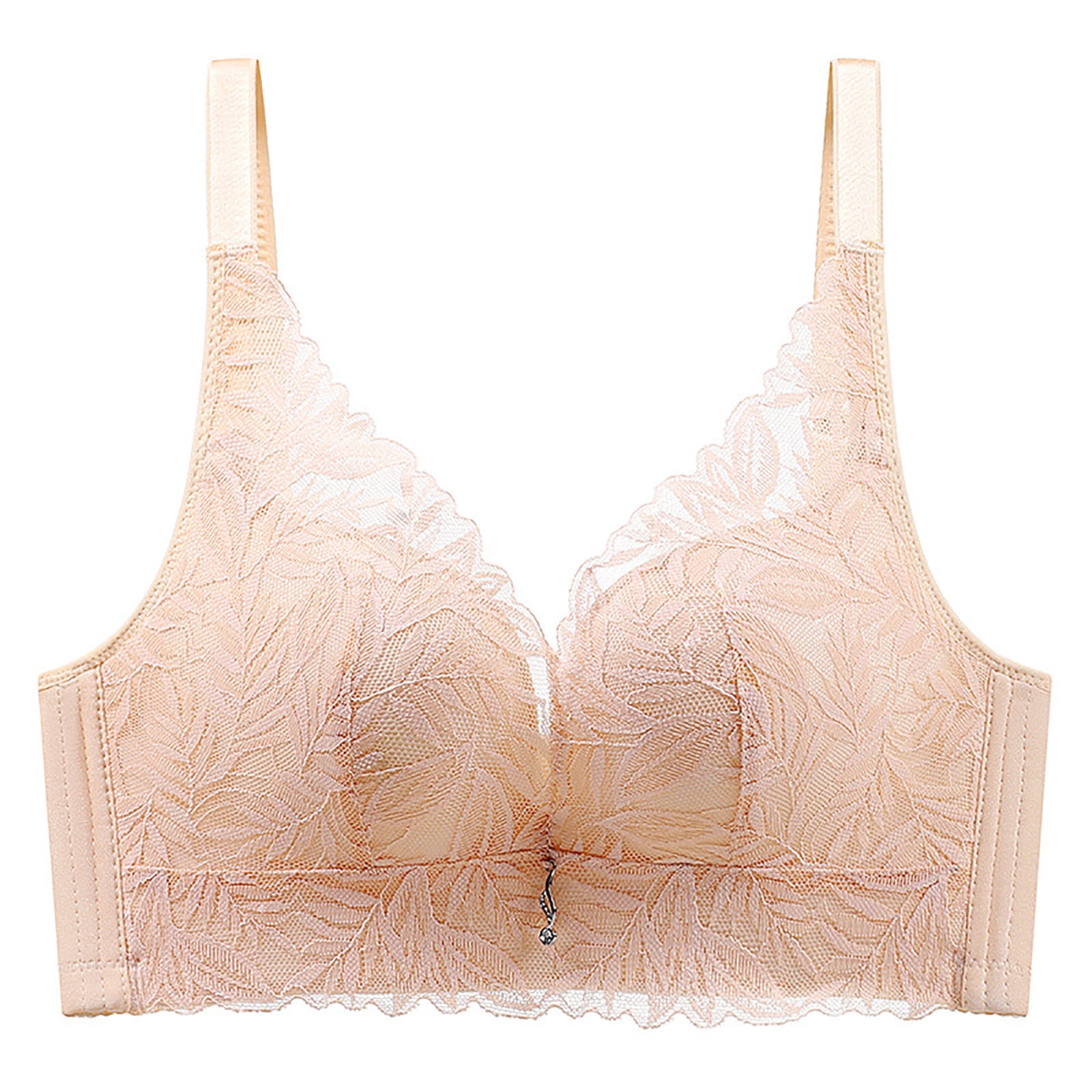 HOOJT Women's Bras Solid Color Lace Wireless Bra Breast Adjustment Underwear Lace Bra Breathable ...