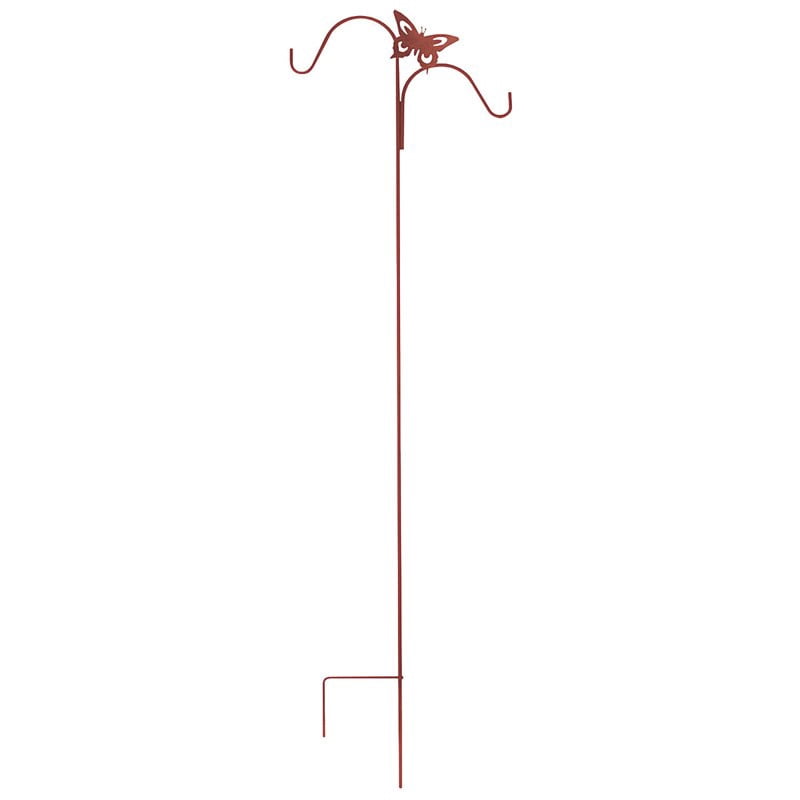 Panacea Brown Steel 84 in. H Double Crook with Butterfly Plant Hook 1 ...
