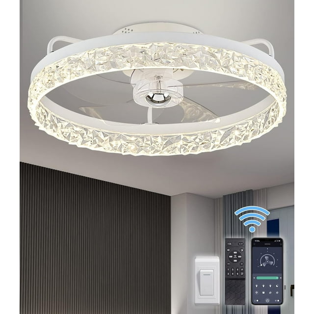 "HOOMEDELIER 20"" LED Ceiling Fan, Low Profile Indoor Flush Mount, 5 ...