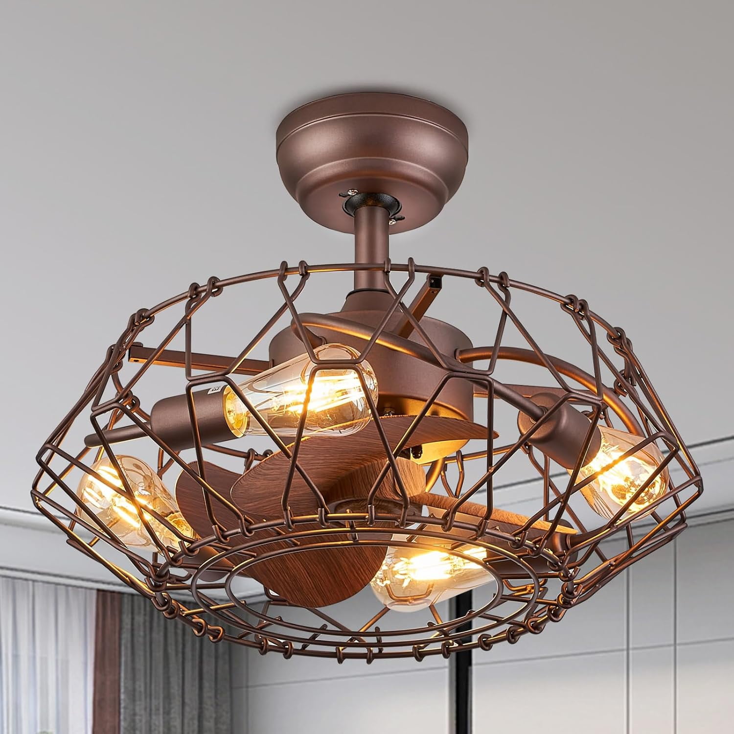 "HOOMEDELIER 20"" Farmhouse Ceiling Fan with Light, 3 Blades, Remote ...